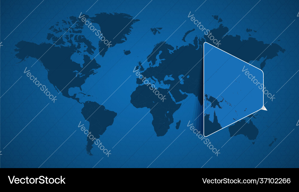 Detailed world map with pinned enlarged map Vector Image