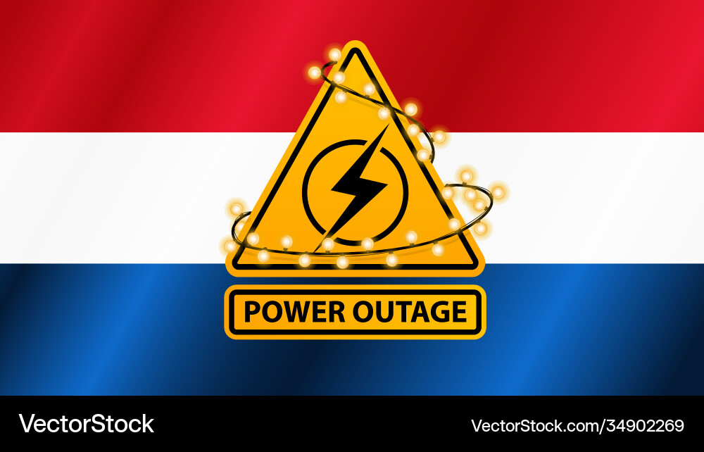 Power outage yellow warning sign wrapped Vector Image