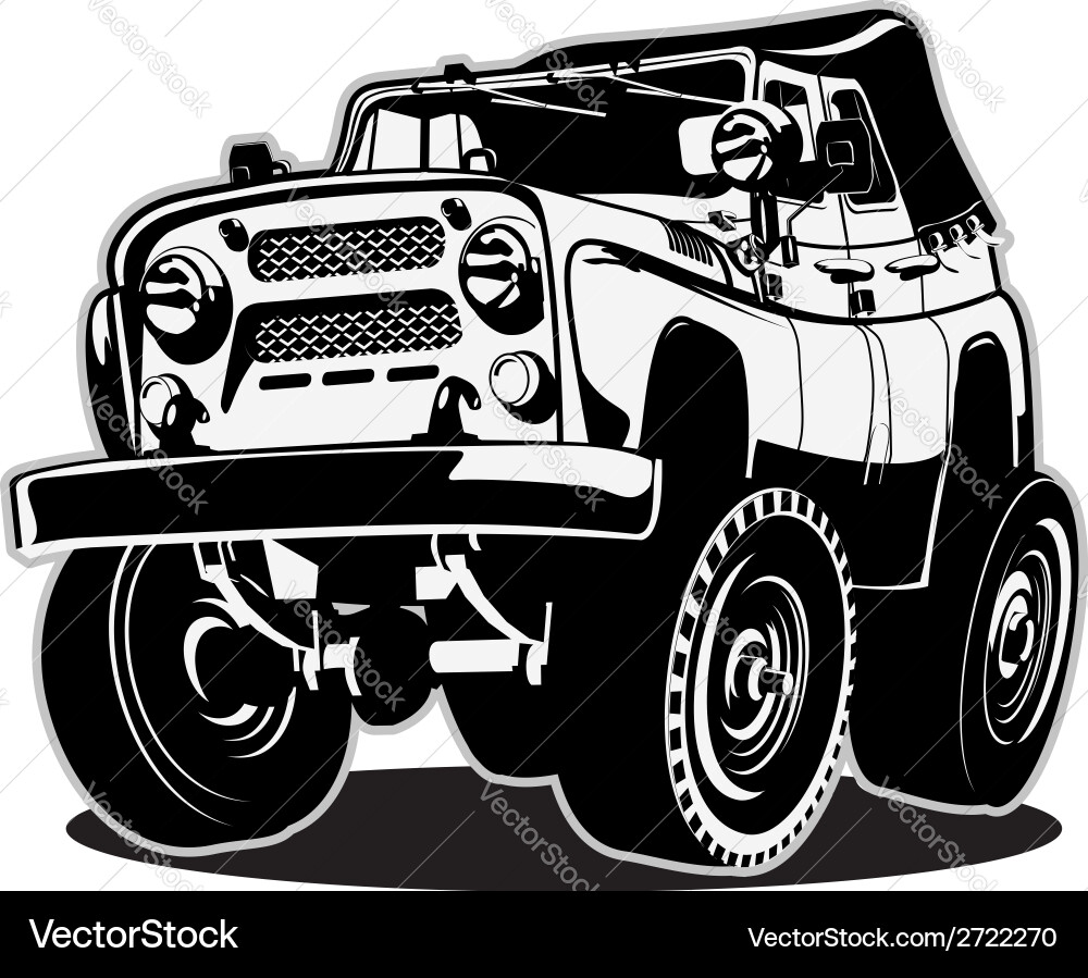 Cartoon jeep Royalty Free Vector Image - VectorStock