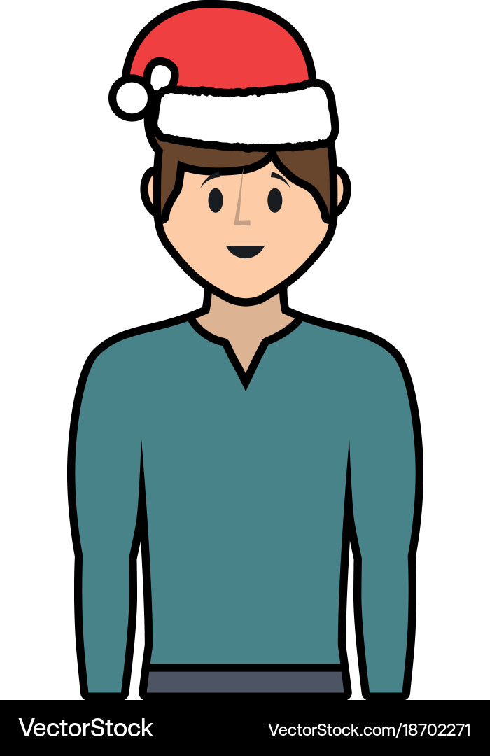 Cartoon man with christmas hat icon Royalty Free Vector