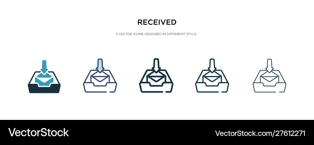 Received icon in different style two colored Vector Image