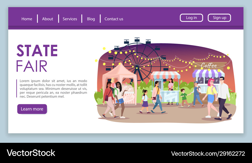 State fair landing page template city event Vector Image