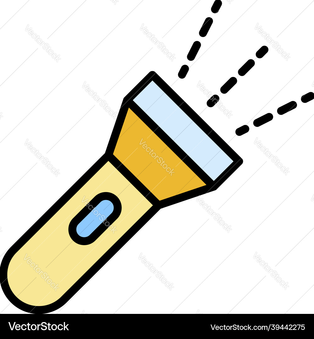 Police flashlight icon color outline Royalty Free Vector