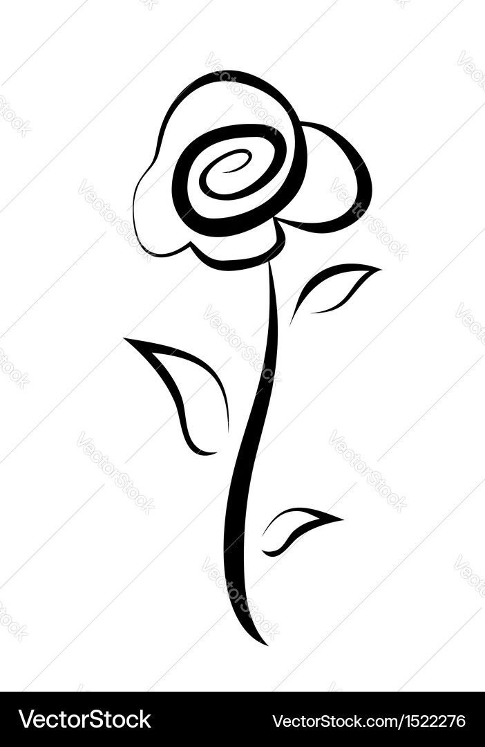 Hand drawn rose flower symbol isolated sketch Vector Image