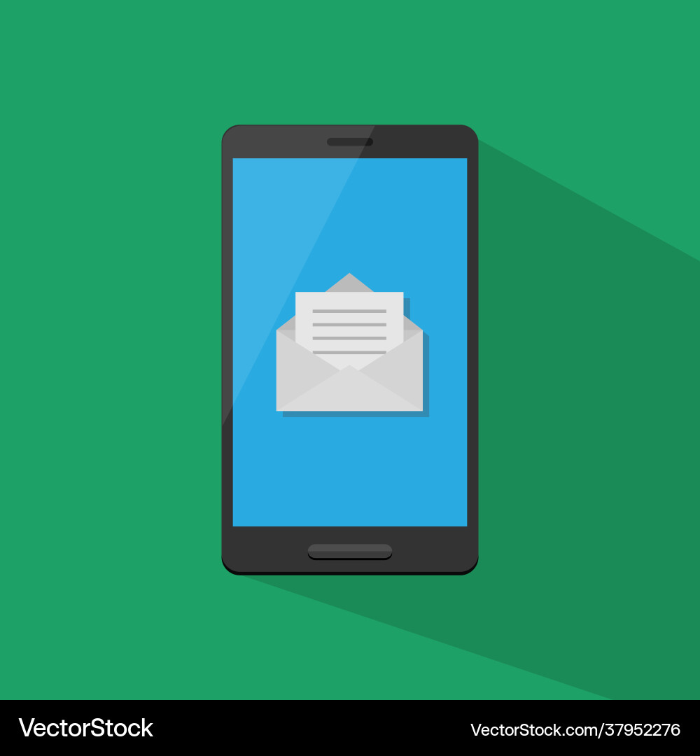 Smart phone with email symbol on screen flat Vector Image