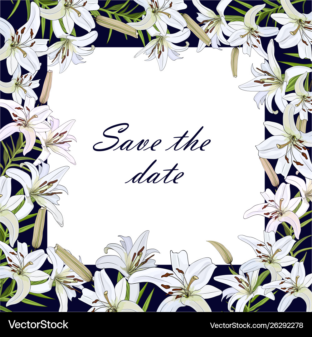 Square frame is decorated with flowers Royalty Free Vector