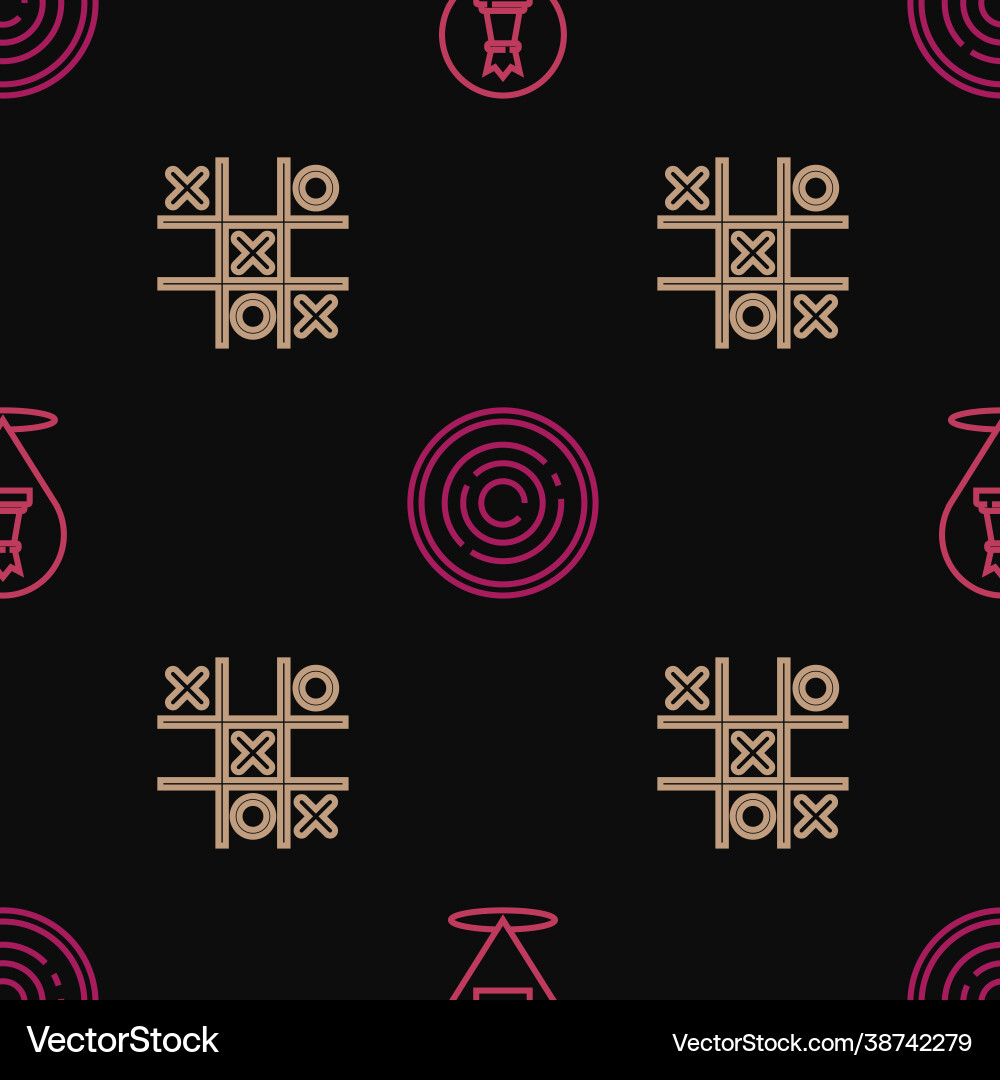 Set line chess tic tac toe game and checker chips Vector Image