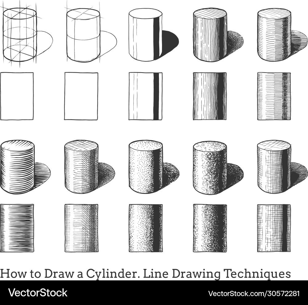 How to draw a cylinder Royalty Free Vector Image