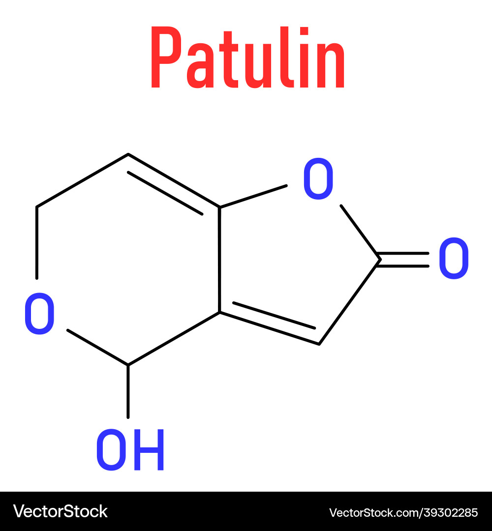 Patulin mycotoxin molecule skeletal formula Vector Image