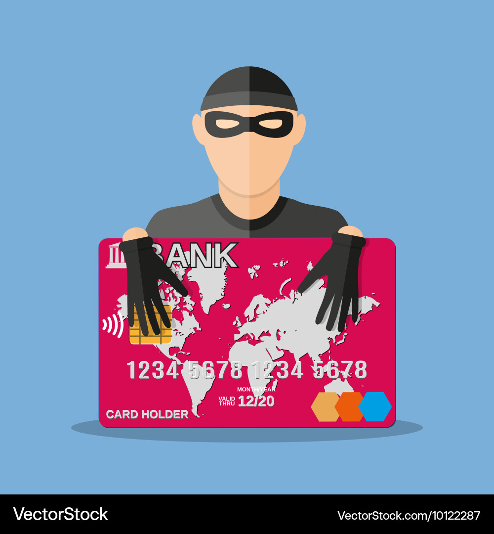 Thief with credit card Royalty Free Vector Image