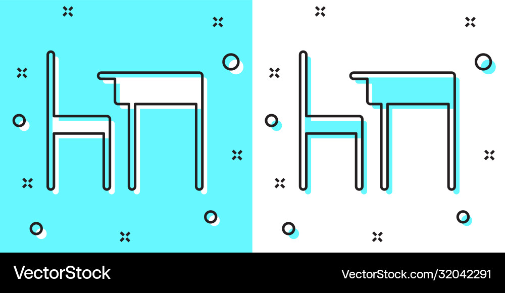 Black line school table and chair classroom Vector Image
