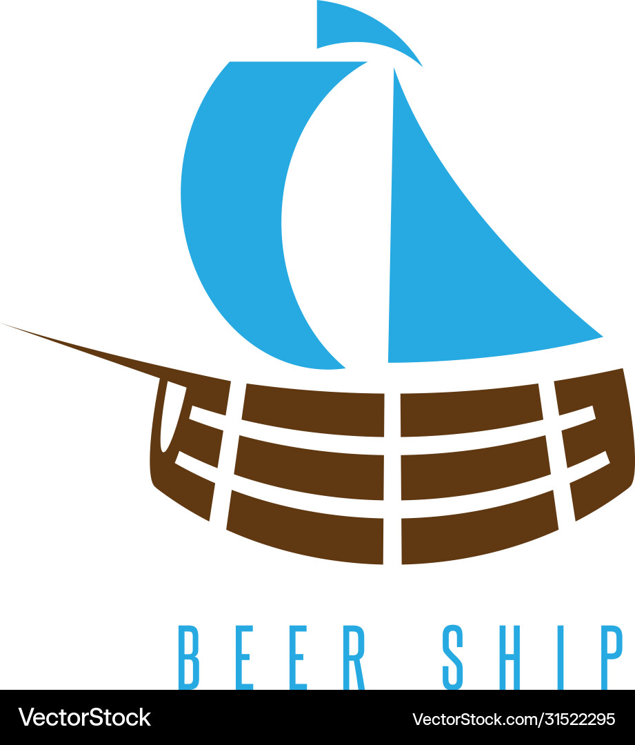 Sail ship in form cask design template Royalty Free Vector