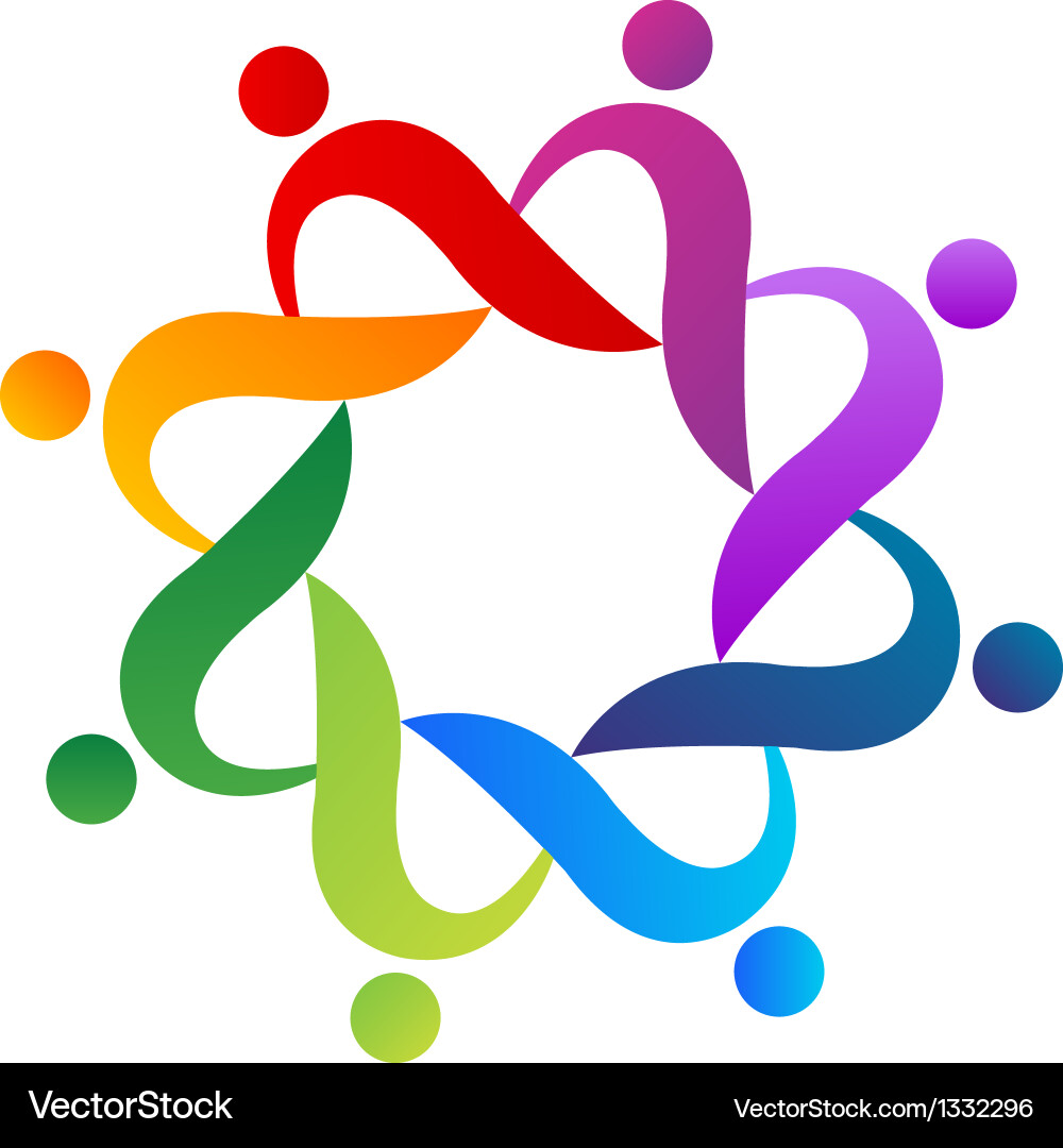Teamwork helping people logo Royalty Free Vector Image