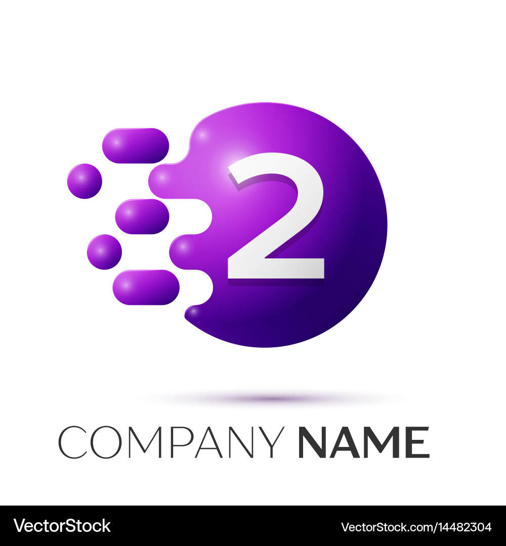 Number two splash logo purple dots and bubbles Royalty Free Vector ...