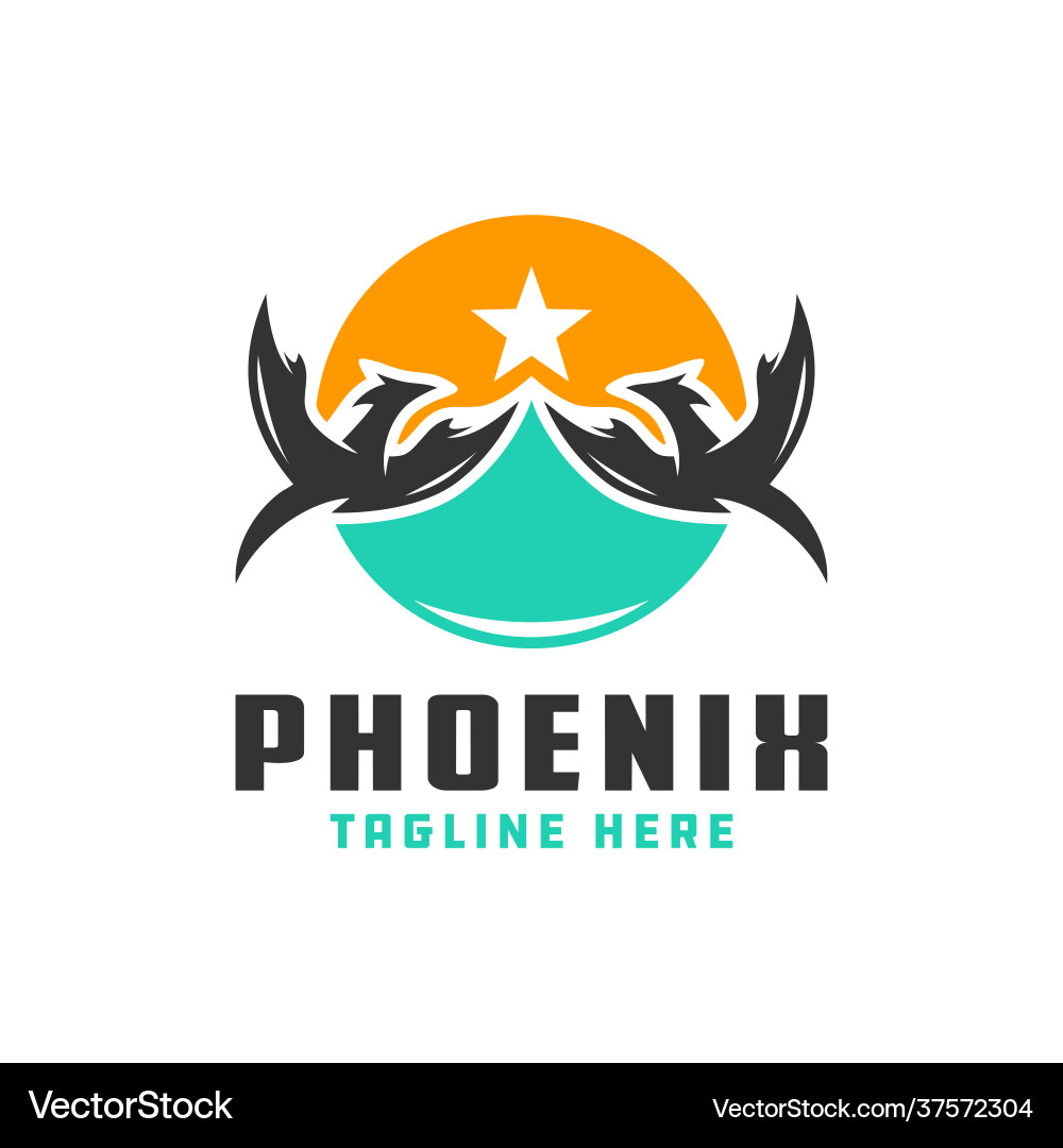 Phoenix bird shield logo Royalty Free Vector Image