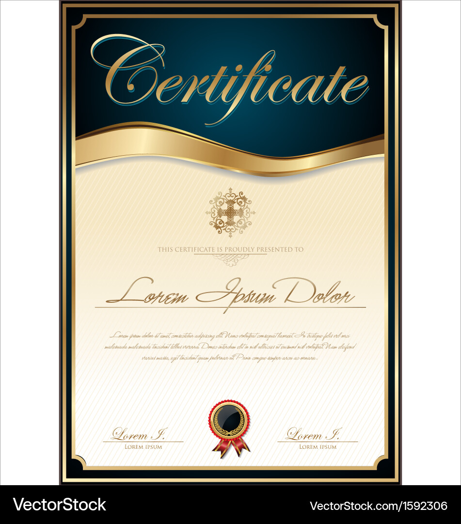 Elegant blue certificate template Royalty Free Vector Image - VectorStock