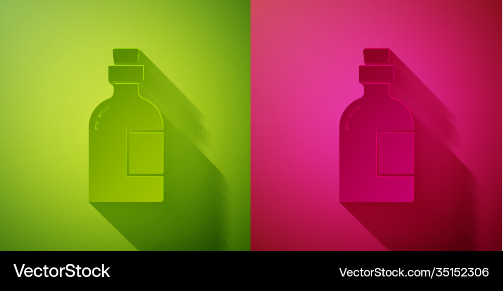 Paper cut alcohol drink rum bottle icon isolated Vector Image