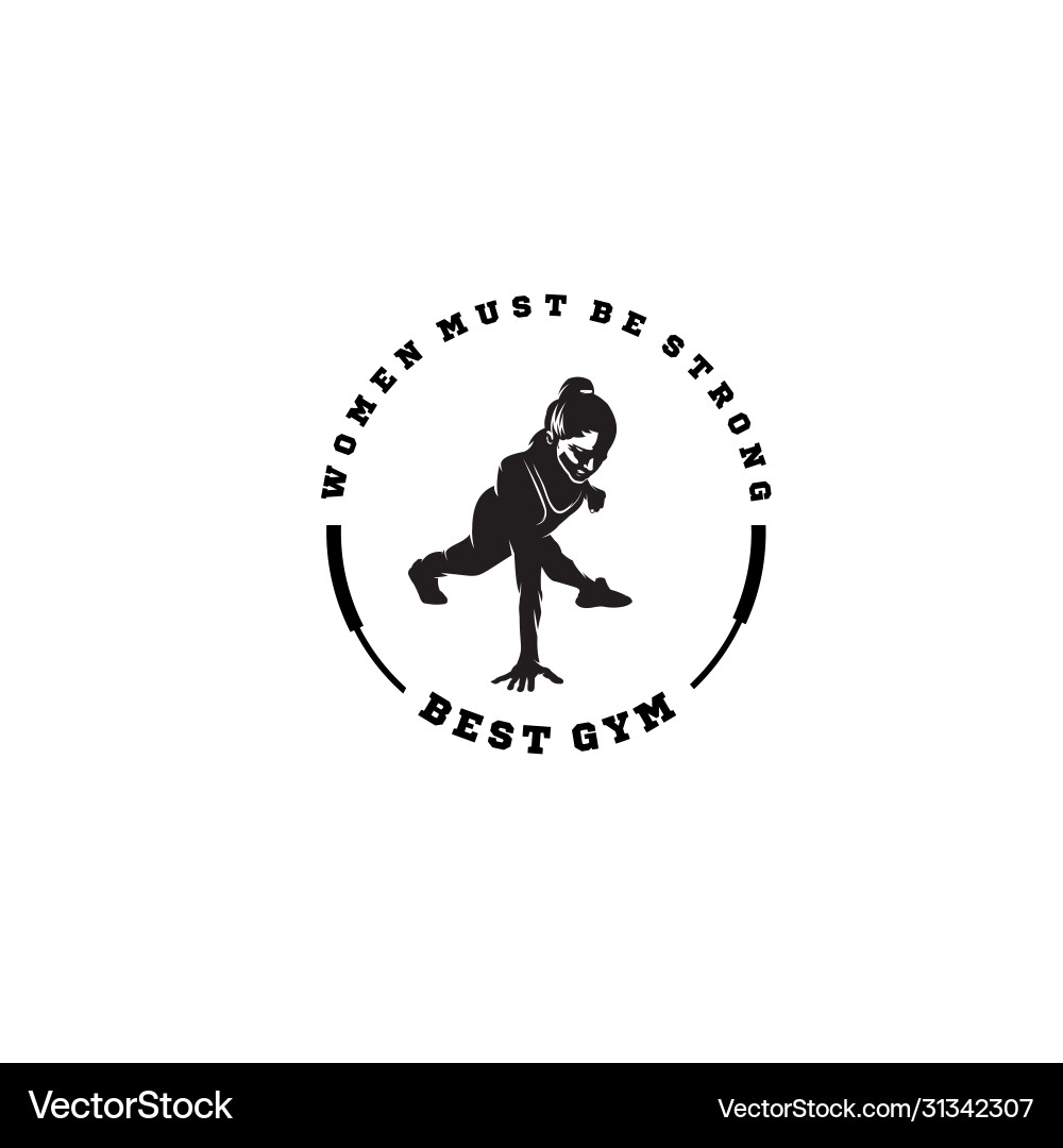 Woman one hand push up Royalty Free Vector Image