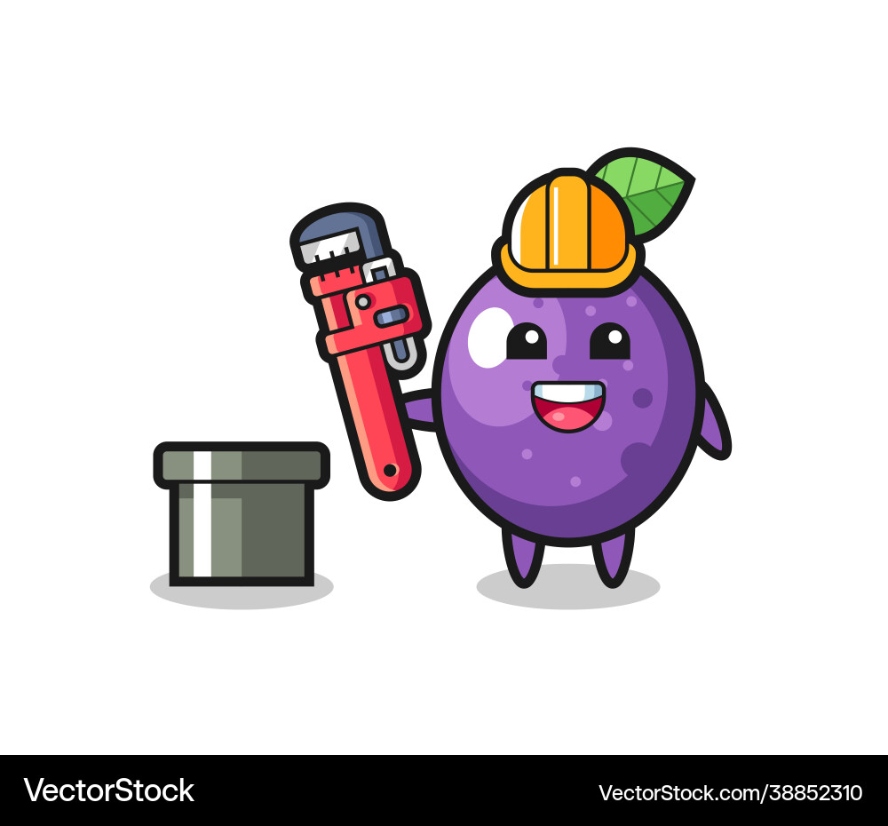 Character passion fruit as a plumber Royalty Free Vector