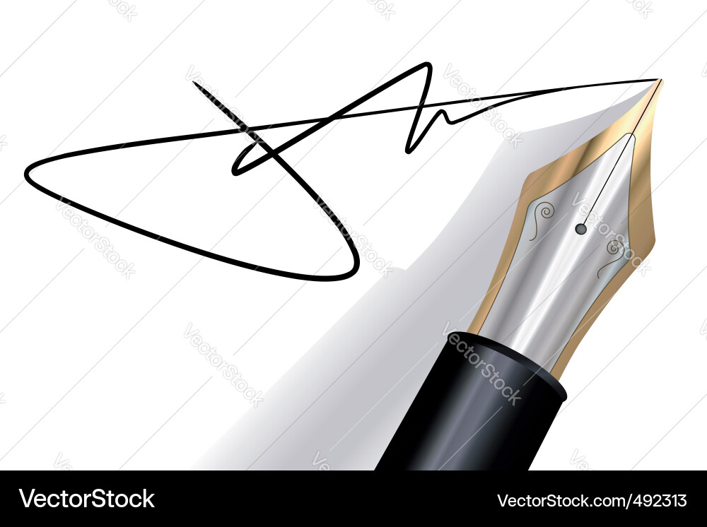 Signing with a fountain pen Royalty Free Vector Image