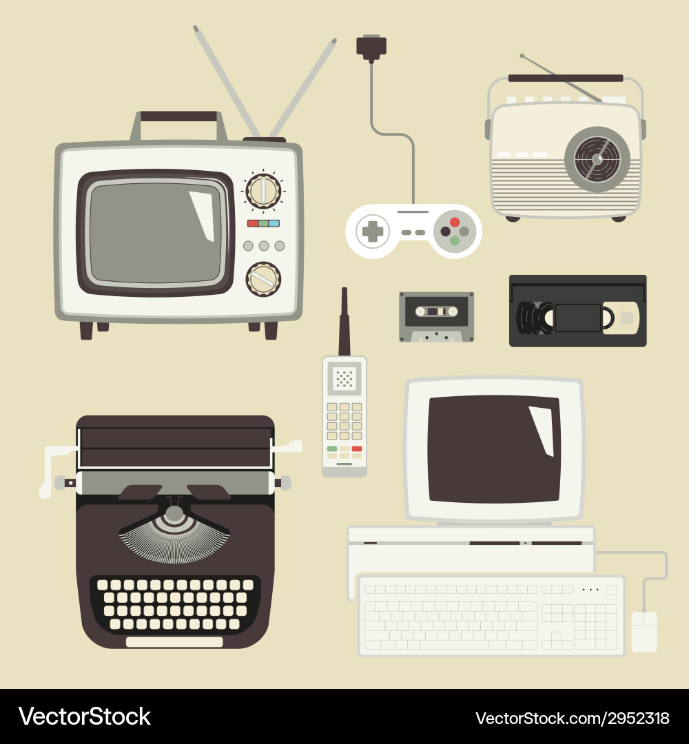 Retro devices set Royalty Free Vector Image - VectorStock