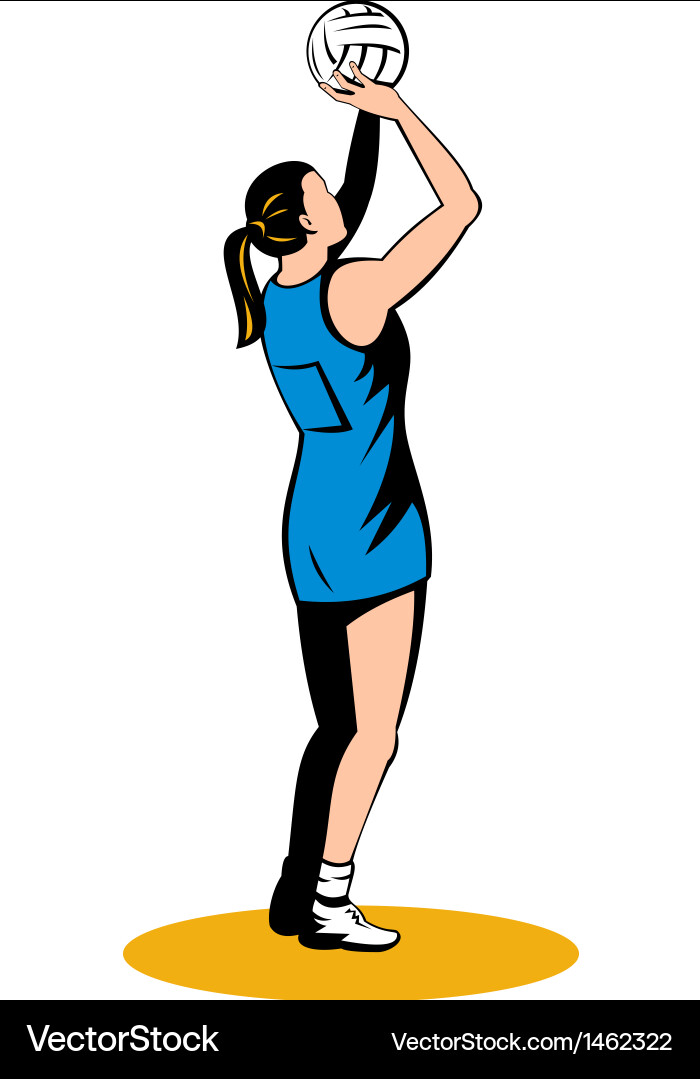 Netball player shooting ball Royalty Free Vector Image