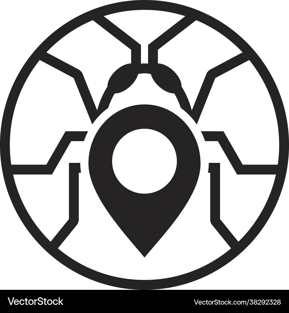 Bug pest location logo Royalty Free Vector Image