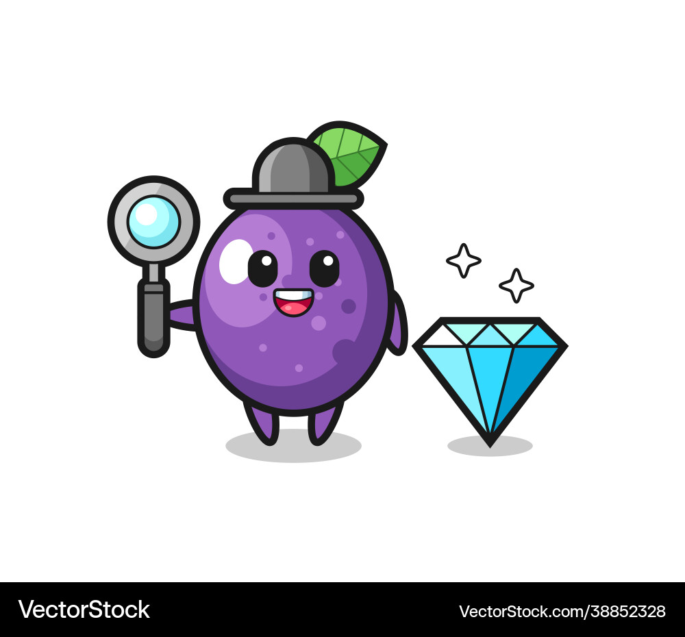 Passion fruit character with a diamond Royalty Free Vector