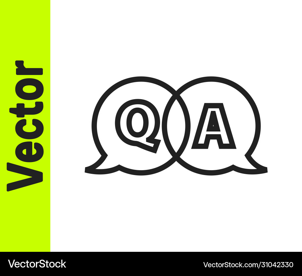 Black line speech bubbles with question and answer
