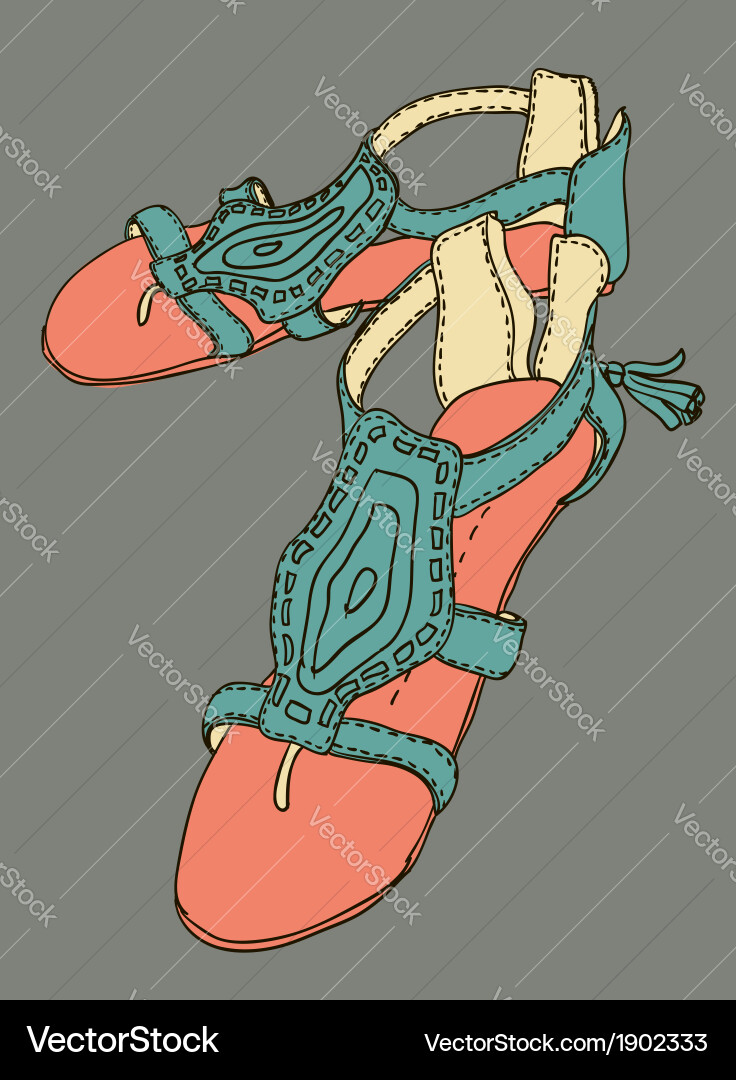 Sandals sketch Royalty Free Vector Image - VectorStock