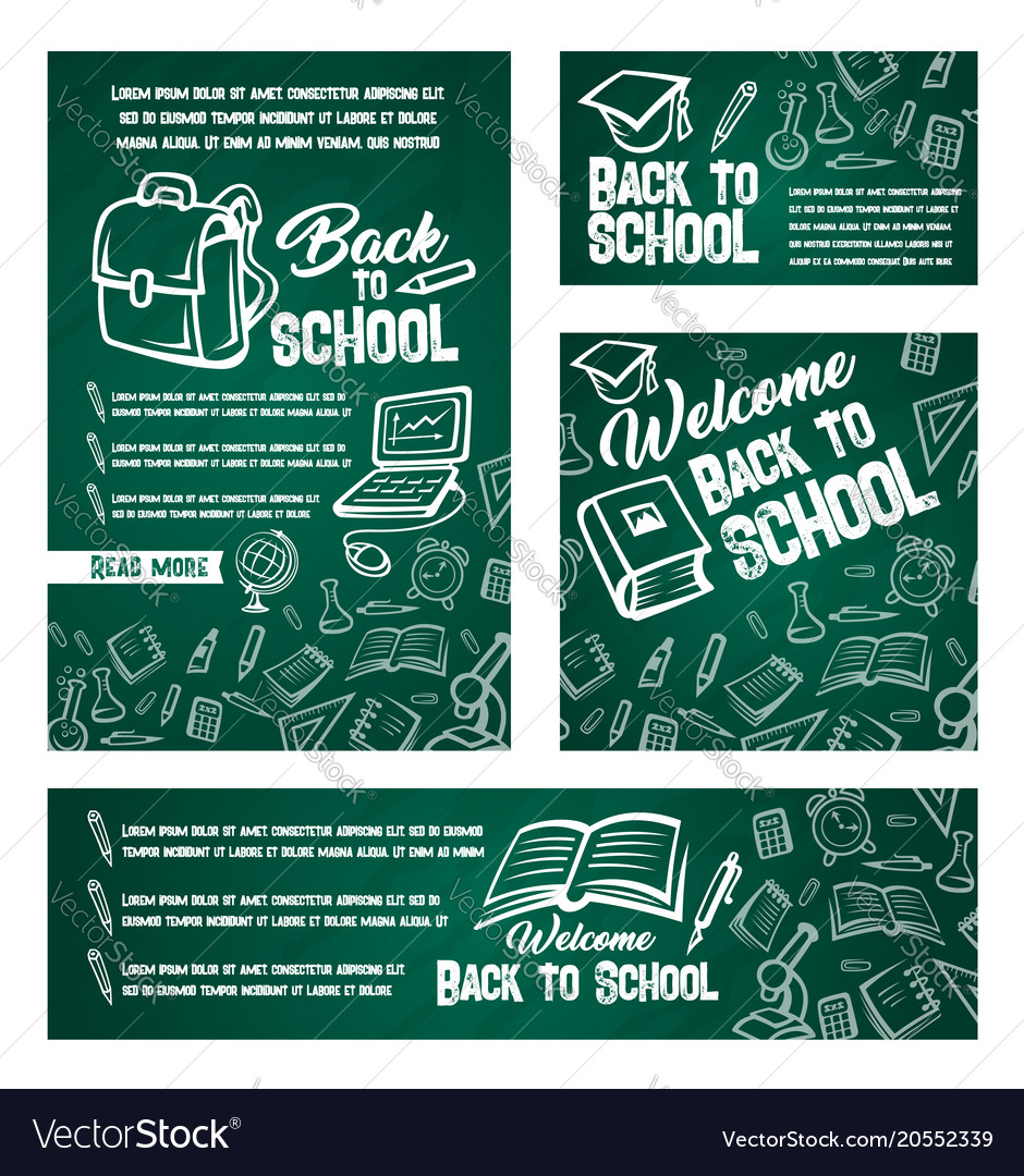Back to school web banners posters set Royalty Free Vector