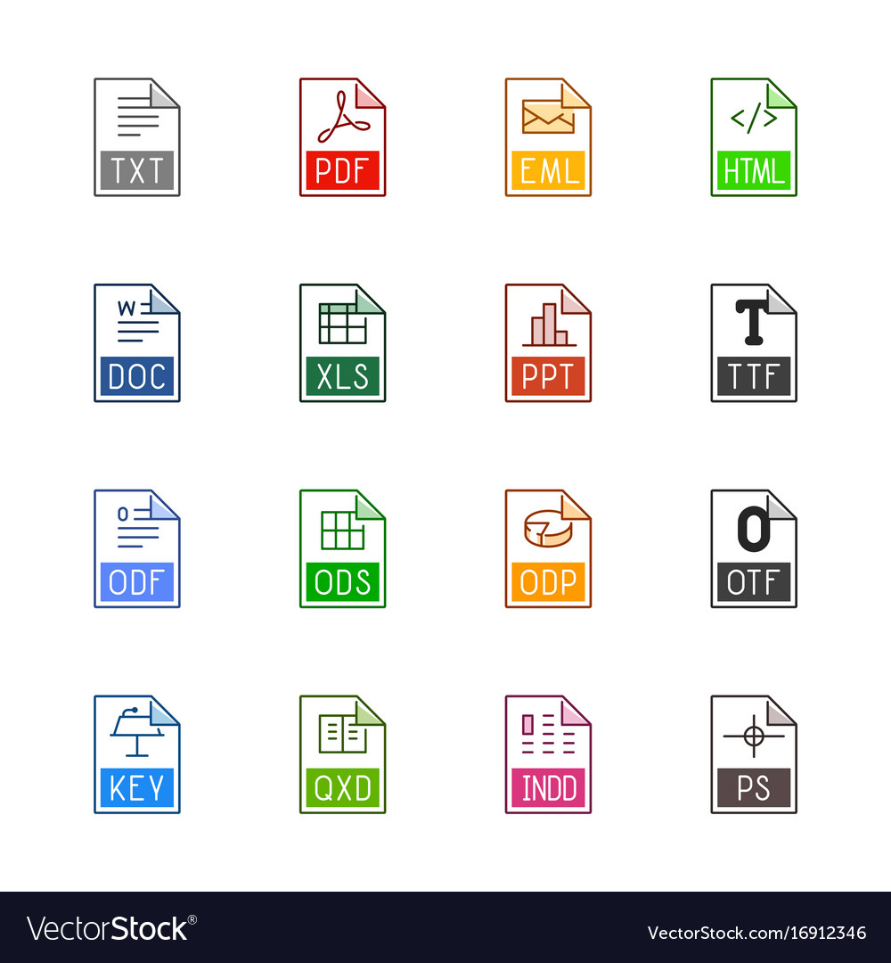 File type icons - texts fonts and page layout Vector Image