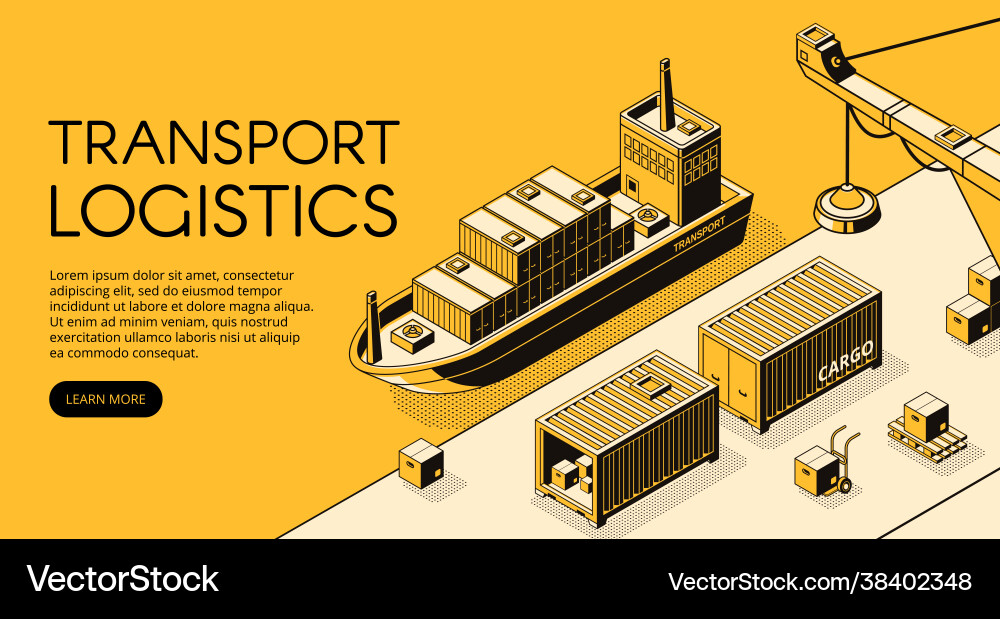 Ship cargo logistics isometric Royalty Free Vector Image