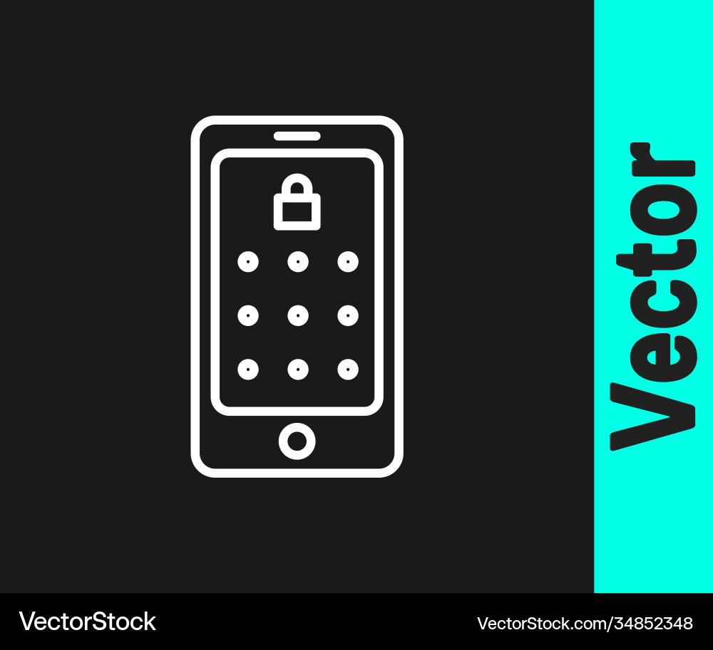 White line mobile phone and graphic password Vector Image