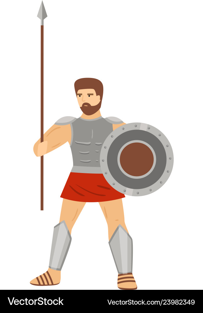 Brave caucasian centurion standing with spear Vector Image