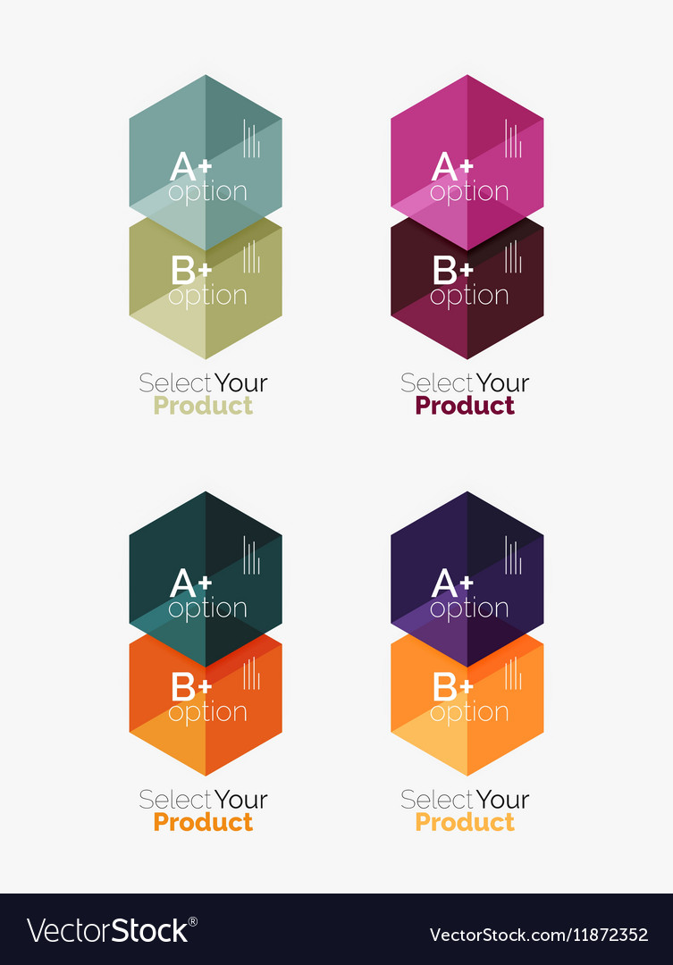 Set abstract geometric hexagon design Royalty Free Vector