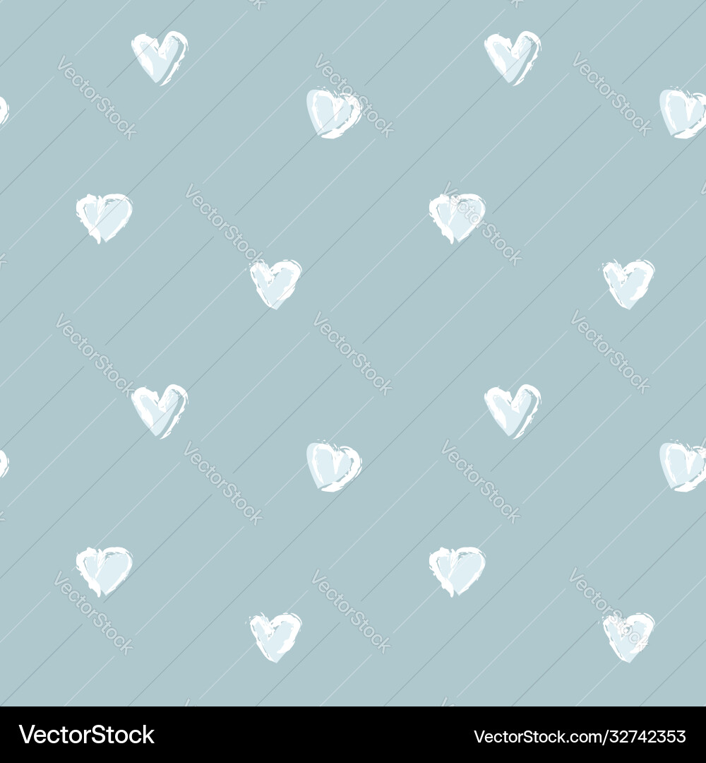 Sky blue heart shaped brush stroke seamless Vector Image