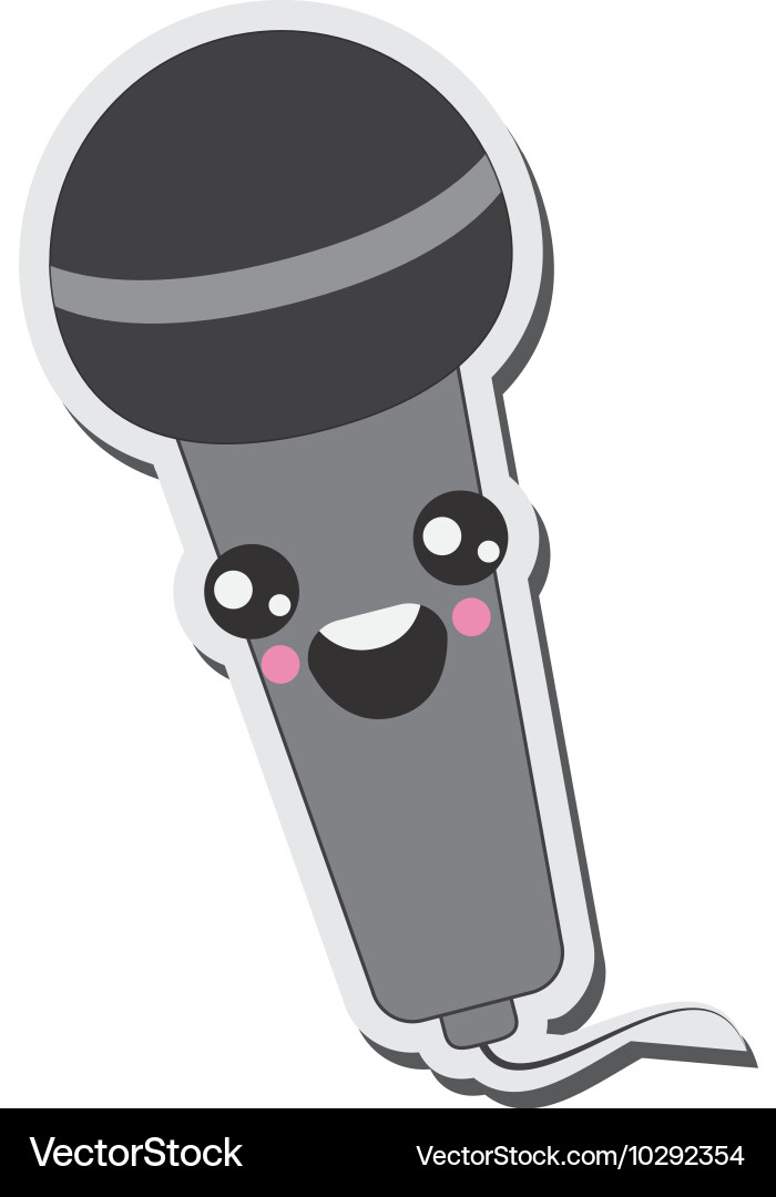 Kawaii microphone icon Royalty Free Vector Image