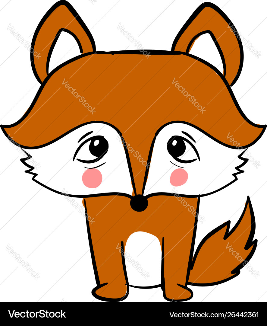 Sad fox on white background Royalty Free Vector Image