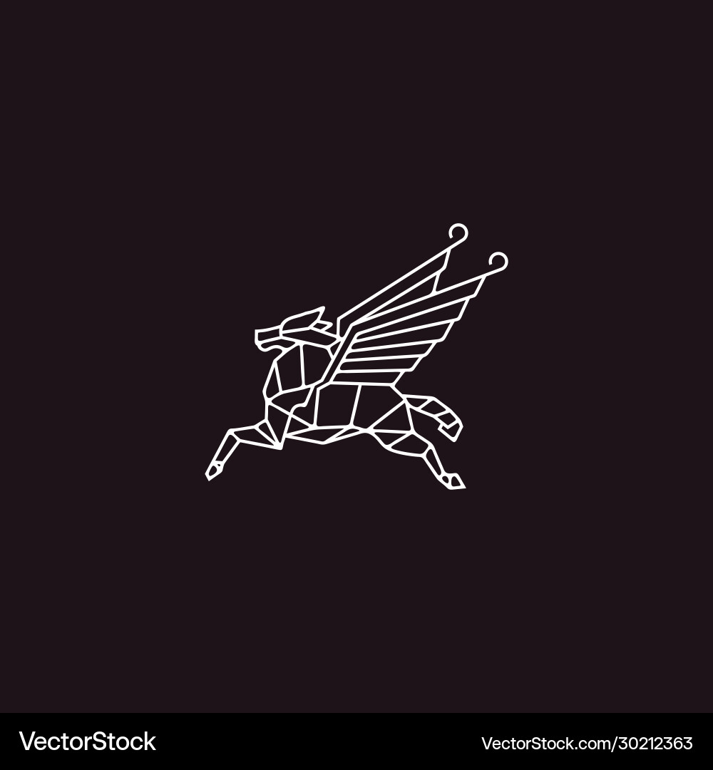 Abstract geometry unicorn mono line logo Vector Image