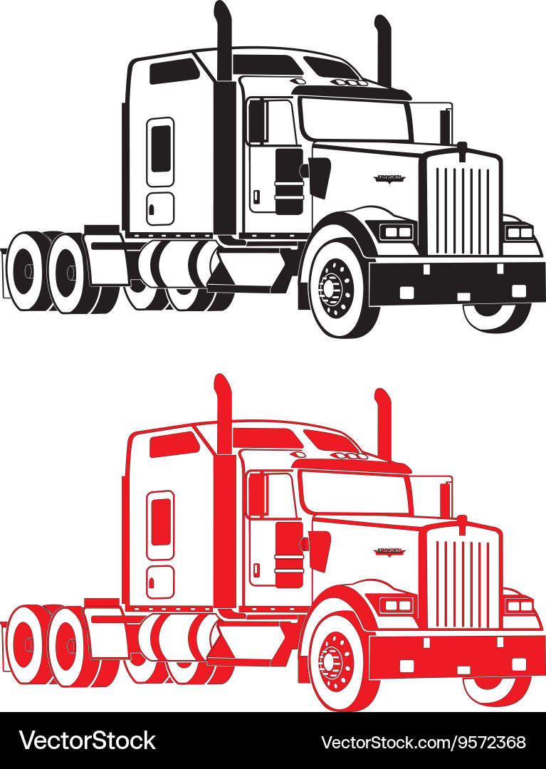 Kenworth W900 Semi Truck Royalty Free Vector Image