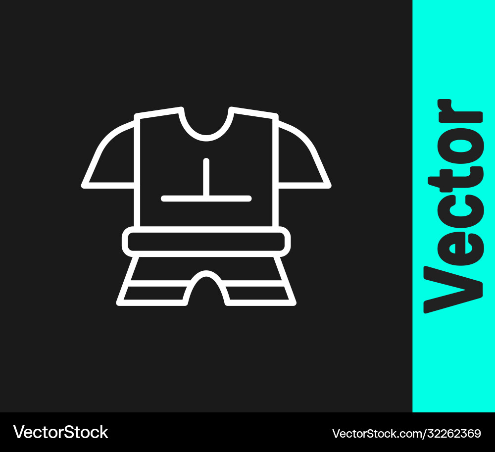 White line body armor icon isolated on black Vector Image