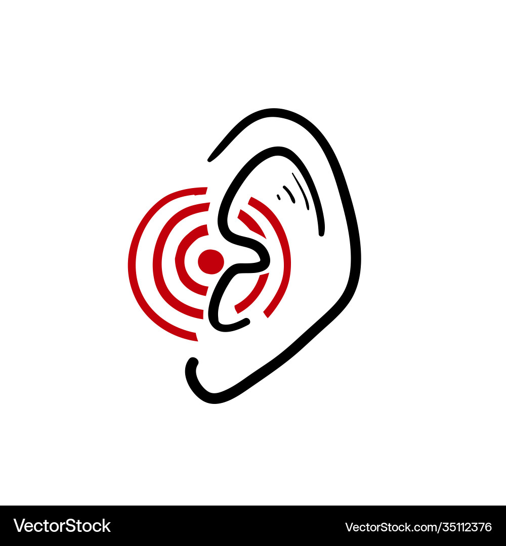 Hand drawn ear pain icon earache inflammation Vector Image