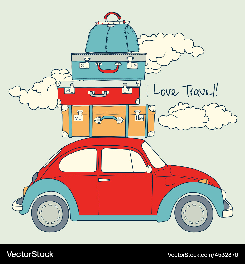 Retro Car Loaded For a Traveling Royalty Free Vector Image