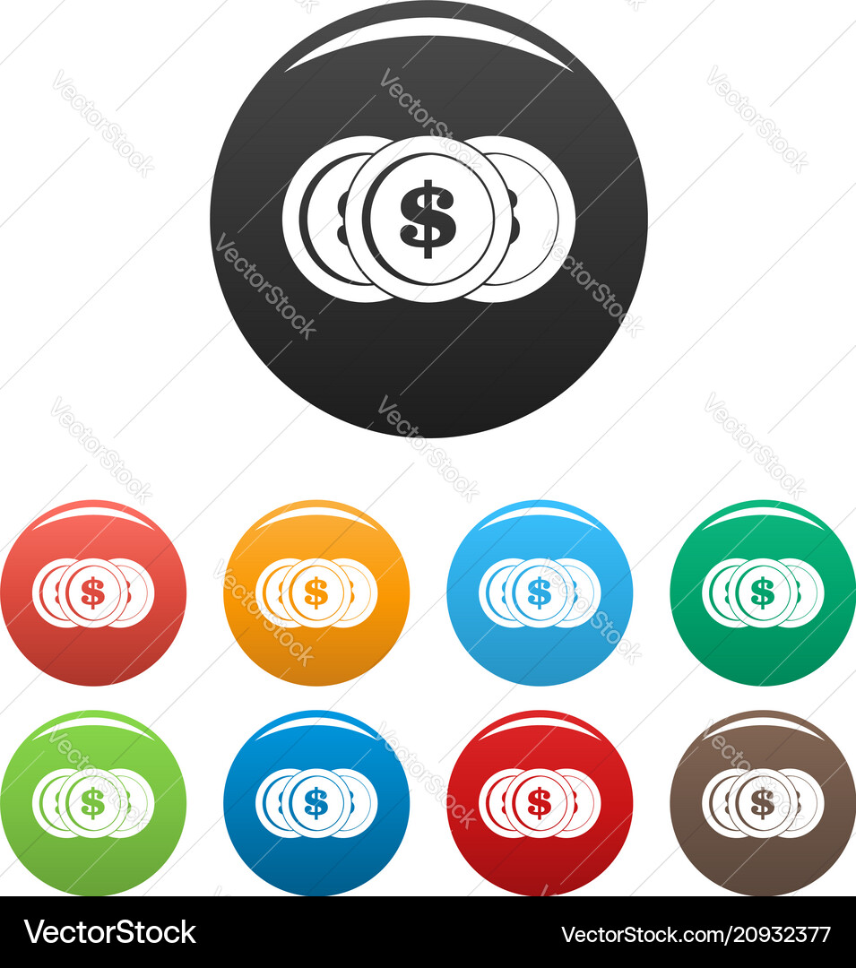Making coin icons set color Royalty Free Vector Image