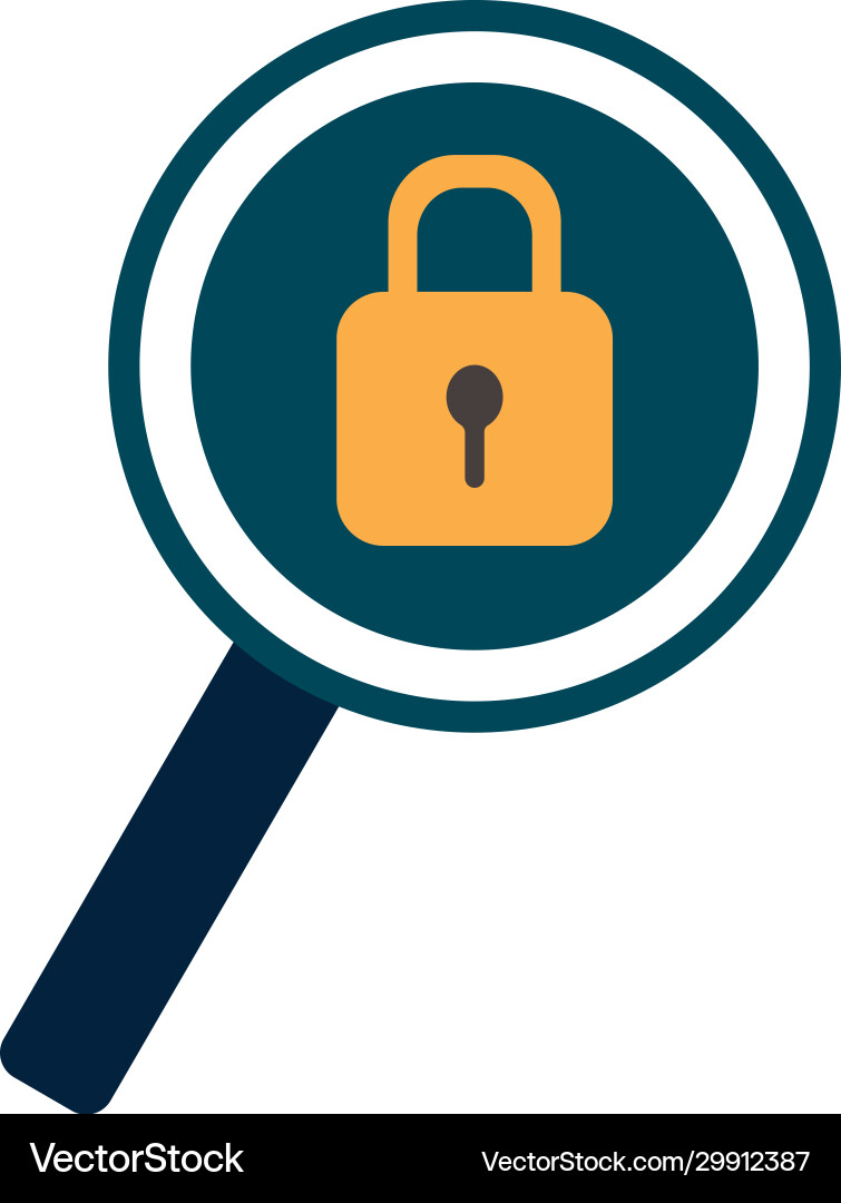 Isolated padlock inside lupe flat style icon Vector Image