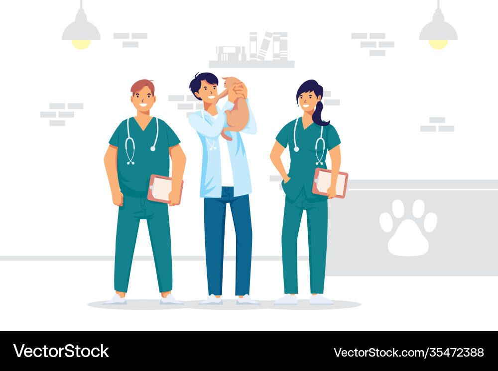 Veterinary medical staff workers professions Vector Image
