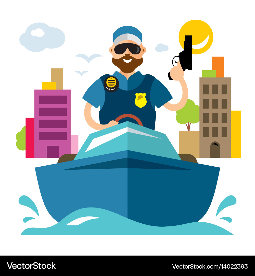 Coast guard flat style colorful cartoon Royalty Free Vector Image ...