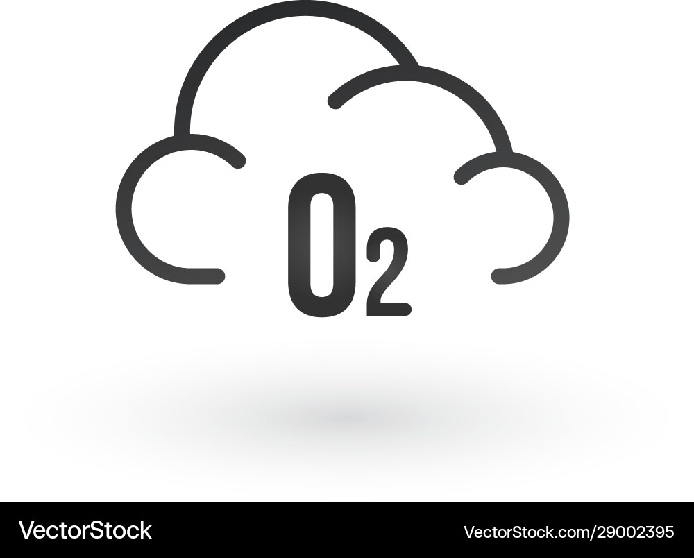 Black o2 cloud oxygen icon isolated on white Vector Image
