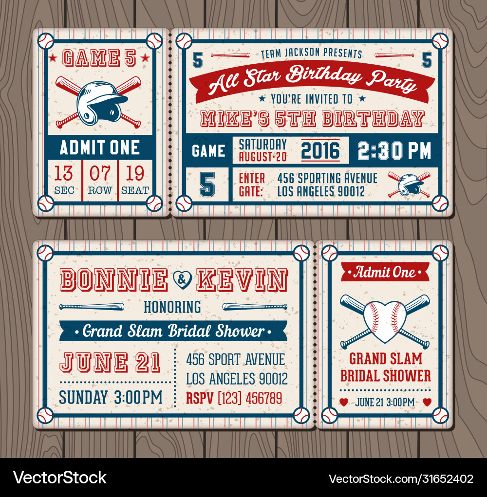 Baseball event invites Royalty Free Vector Image